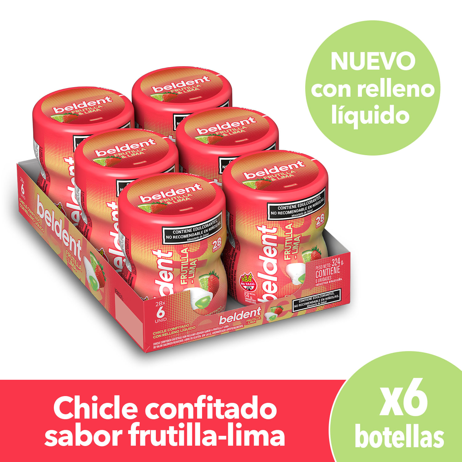 Chicles Beldent confitados rellenos frutilla lima 54g - Mi Tienda Mondelez