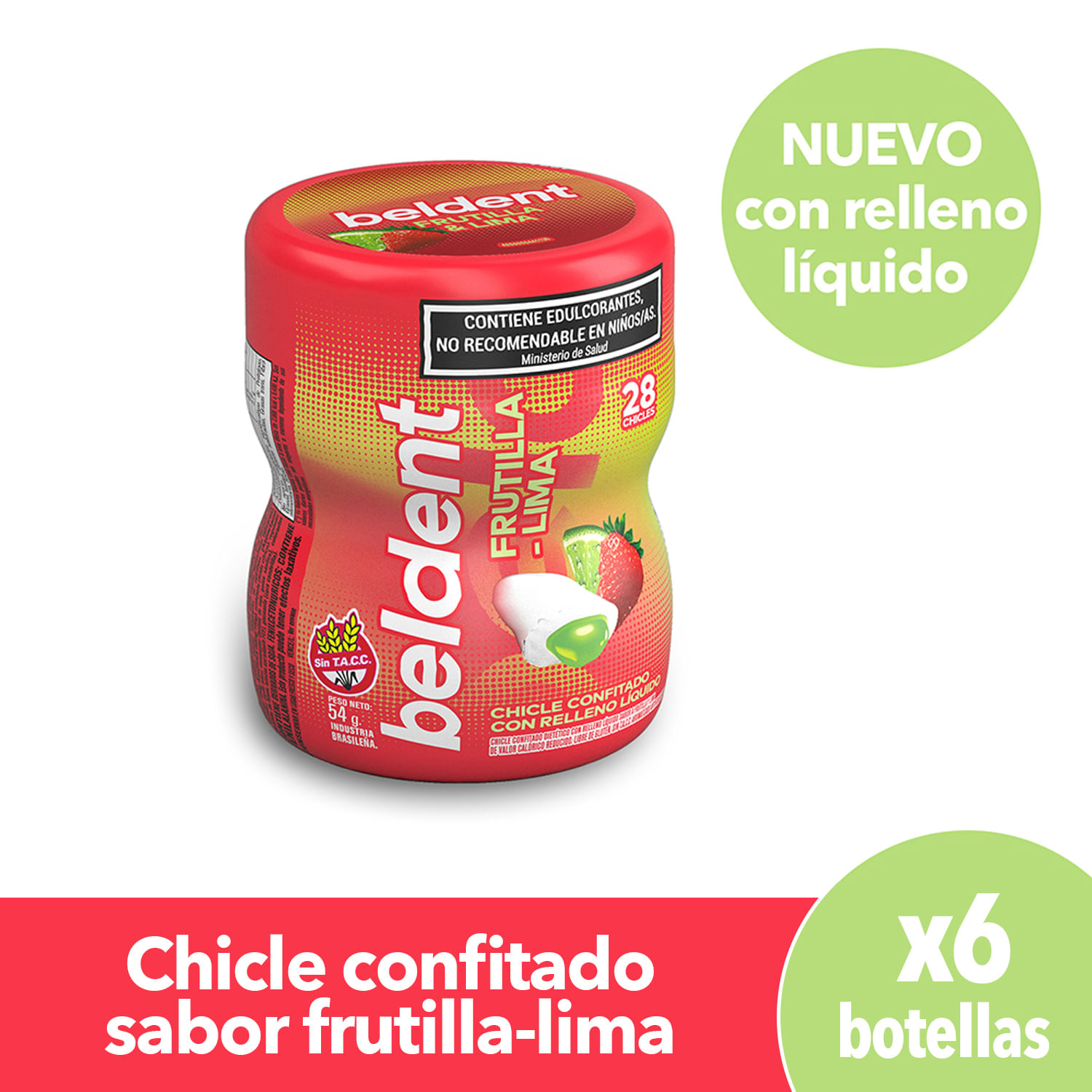Chicles Beldent confitados rellenos frutilla lima 54g - Mi Tienda Mondelez